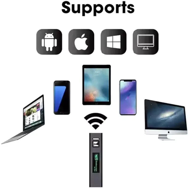 Endoscópio WiFi 8 mm 5 MP com autofoco e cabo flexível de 3,5 m ...