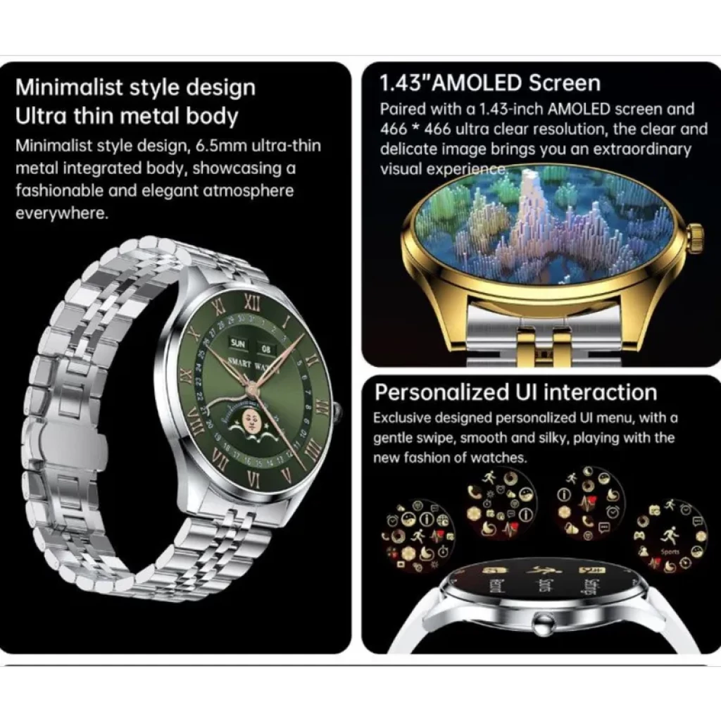 Smartwatch TN99 - Bracelet métallique - Appels BT - Argenté